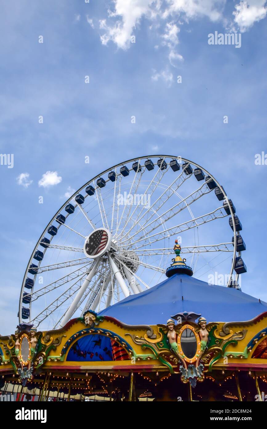 City amusement and entertainment park amusement rides Stock Photo - Alamy