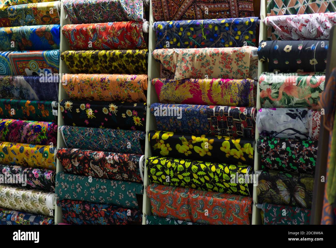 Rolls of fabric in vietnam Stock Photo - Alamy