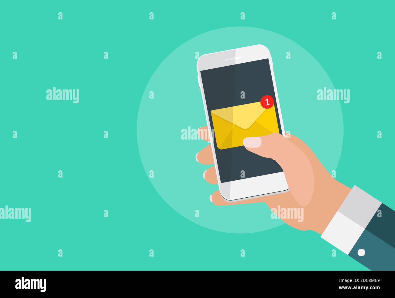 New Email on the smartphone screen notification concept. illustration ...