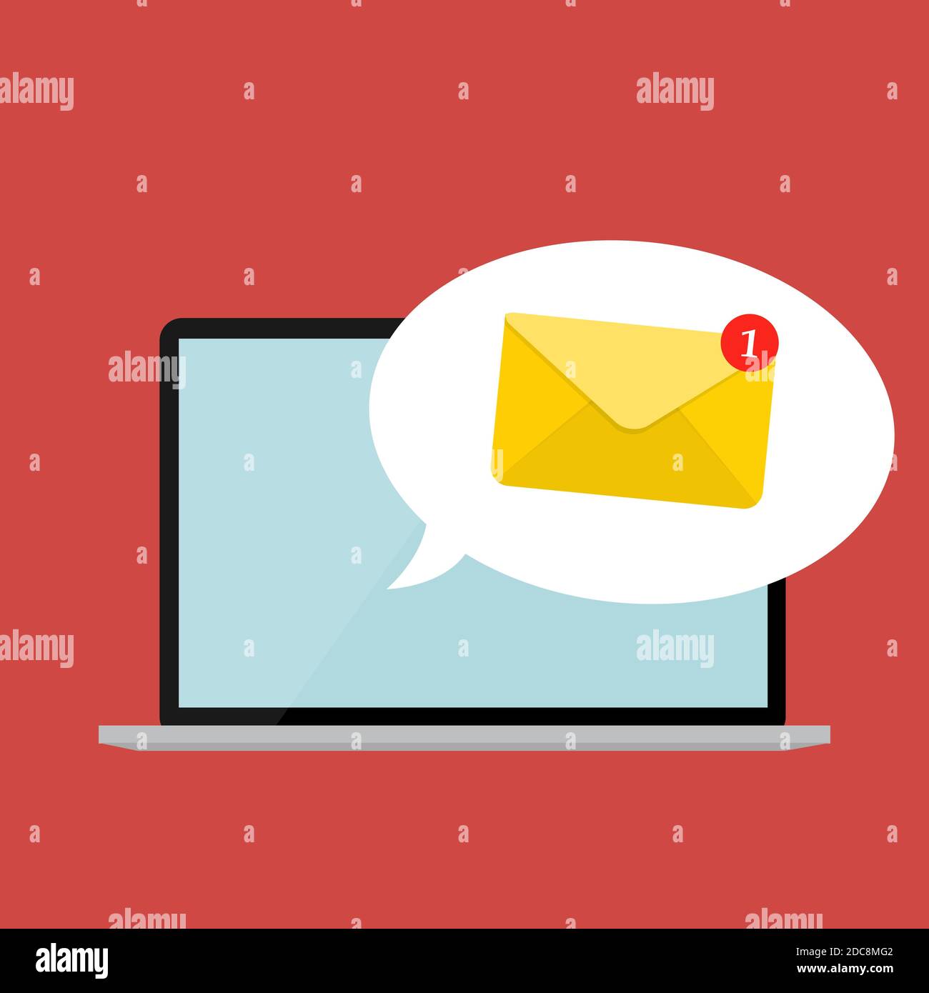 New Email on the laptop screen notification concept. illustration Stock ...