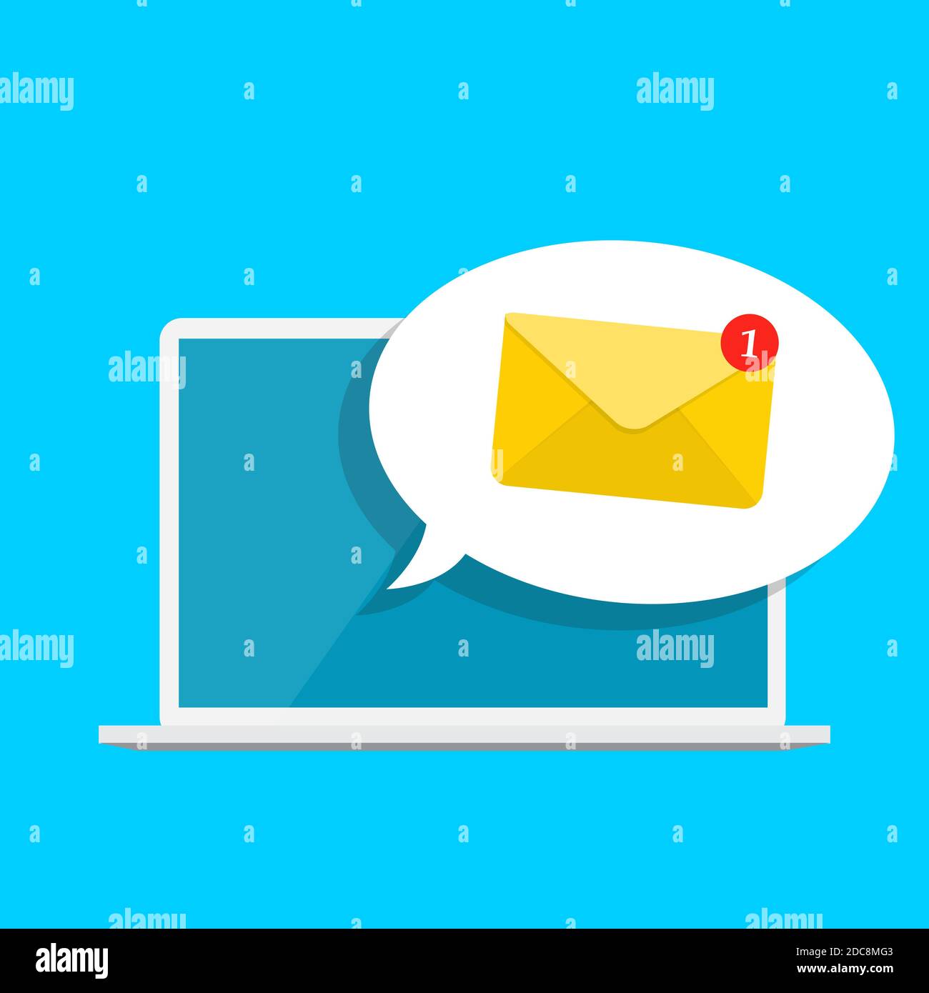 New Email on the laptop screen notification concept. illustration Stock ...