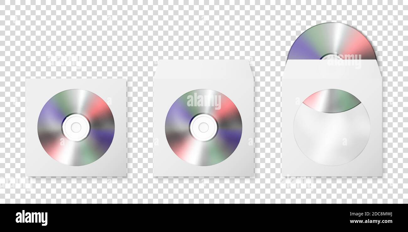 Vector 3d Realistic Blank CD, DVD and Paper Closed and Opened Envelope ...