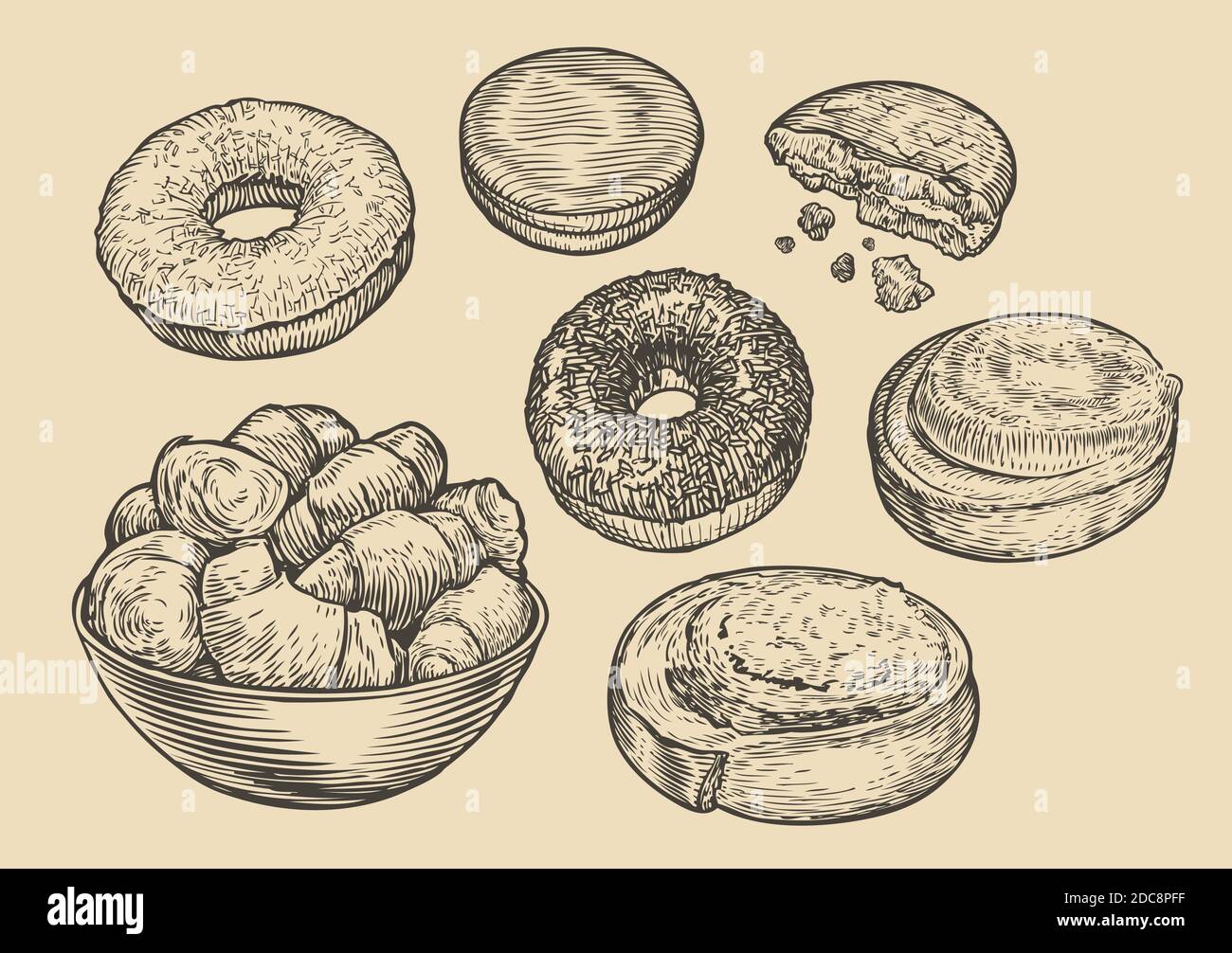 Homemade baking sketch. Bakery, food concept vintage vector ...
