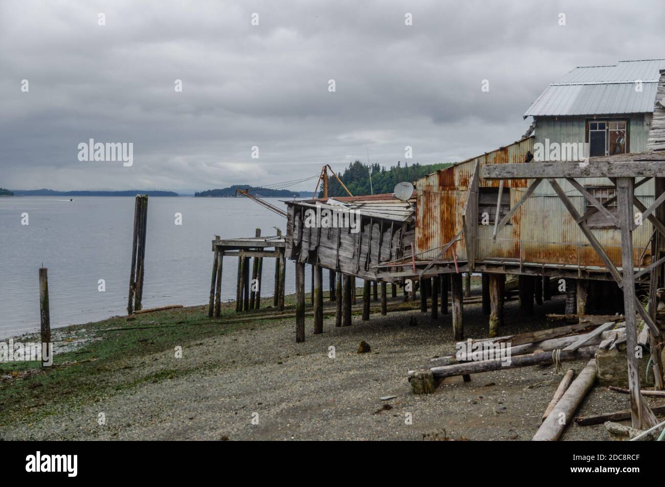 Abandoned former fish dock in Alert Bay Stock Photo - Alamy