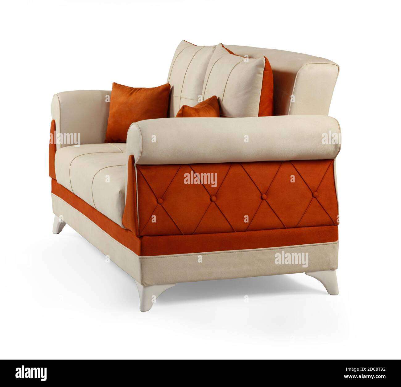 Modern comfortable furniture on white background . side view Stock ...