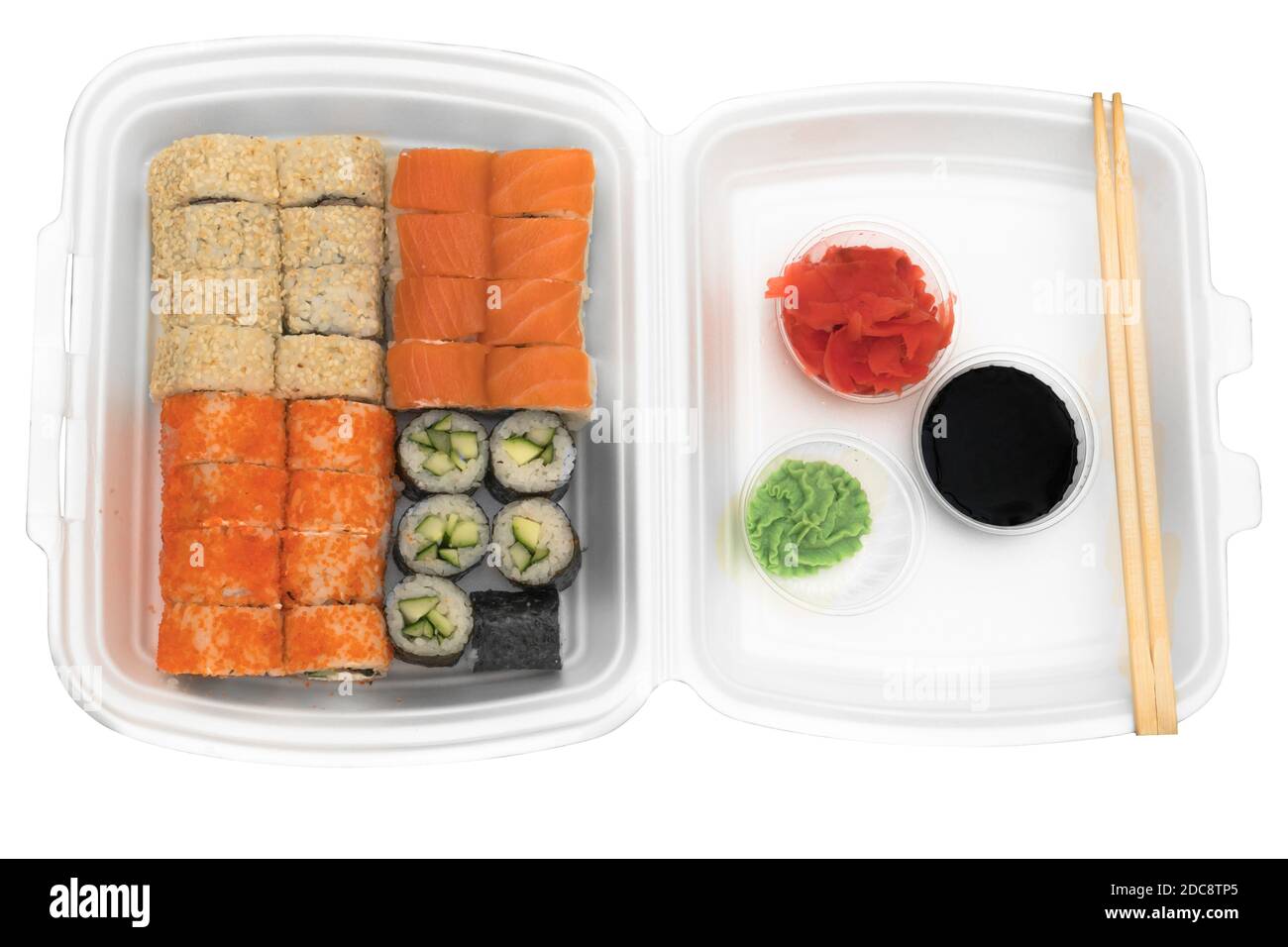 Four sets of rolls in a disposable dish on a white background Stock ...