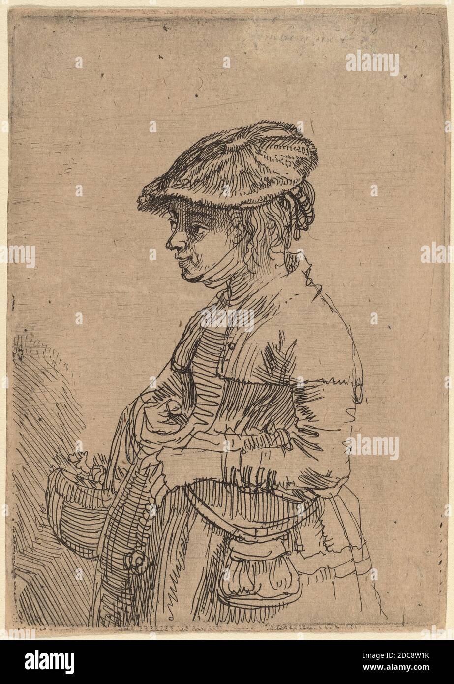 Rembrandt van Rijn, (artist), Dutch, 1606 - 1669, Girl with a Basket, c ...