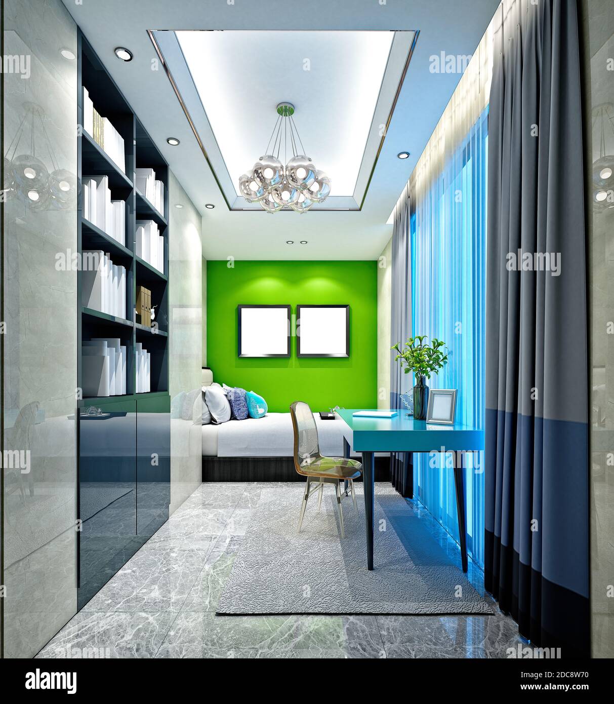 3d render of child room, study room Stock Photo - Alamy