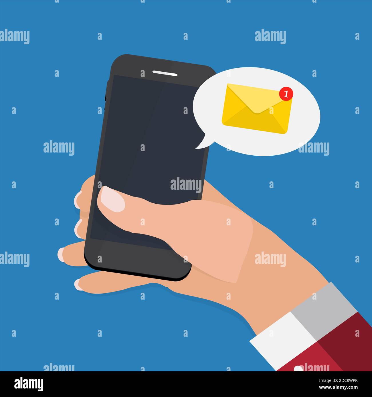 New Email on the smartphone screen notification concept. illustration ...