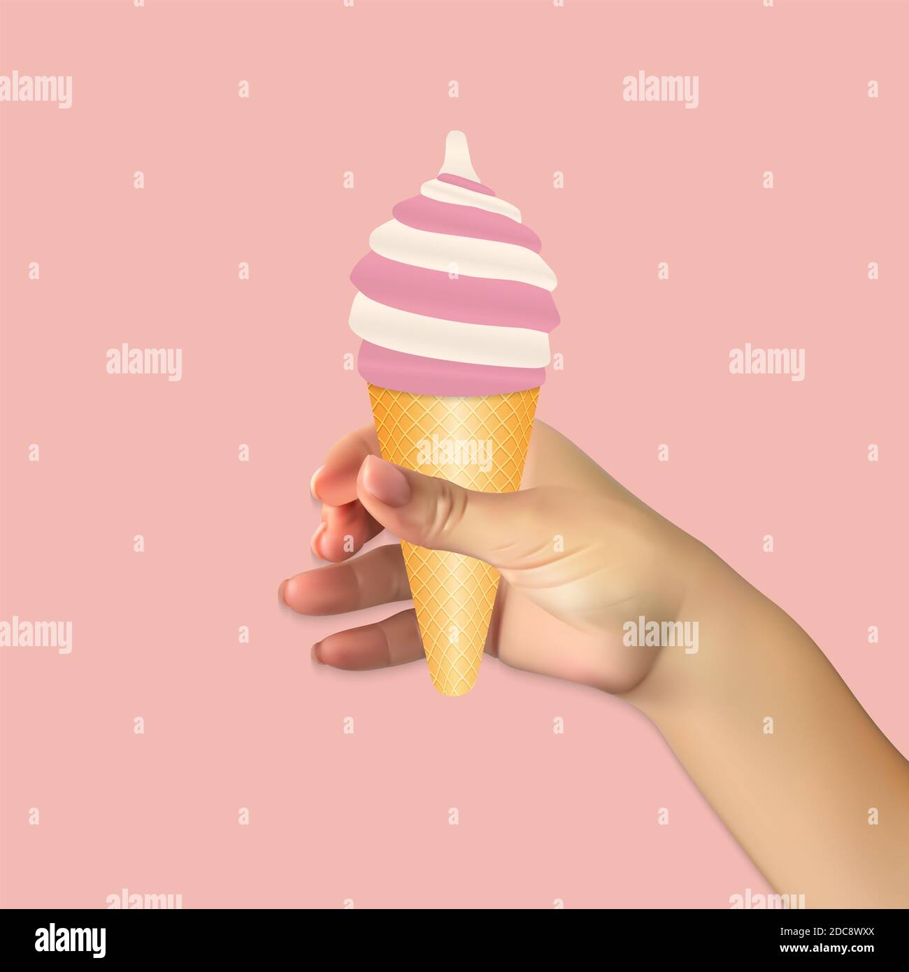human hand holds Ice Cream Food Icon Illustration Stock Photo - Alamy