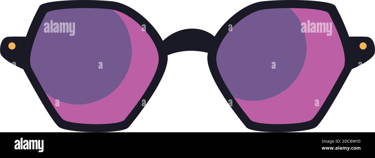sunglasses of hexagon lens, flat style on white background vector ...