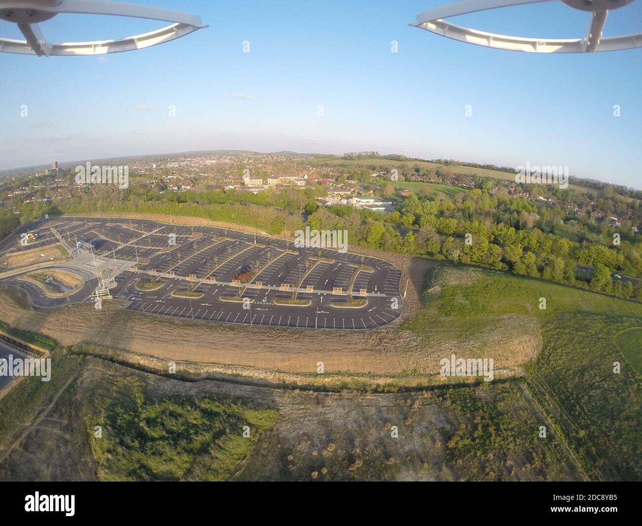 Aerial photo of Onslow Park & Ride, now a covid testing centre Stock ...