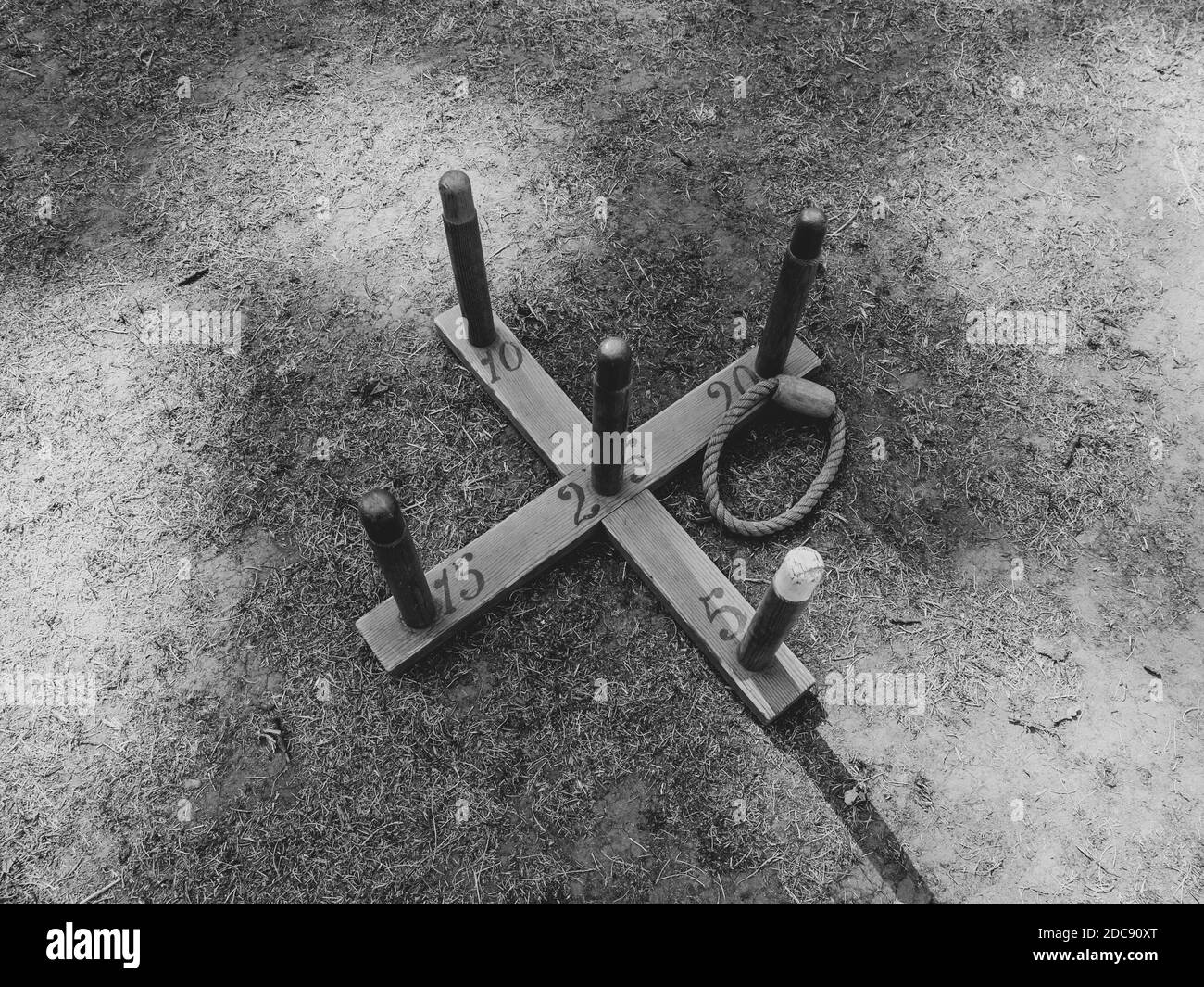 Ring toss throwing game Black and White Stock Photos & Images - Alamy