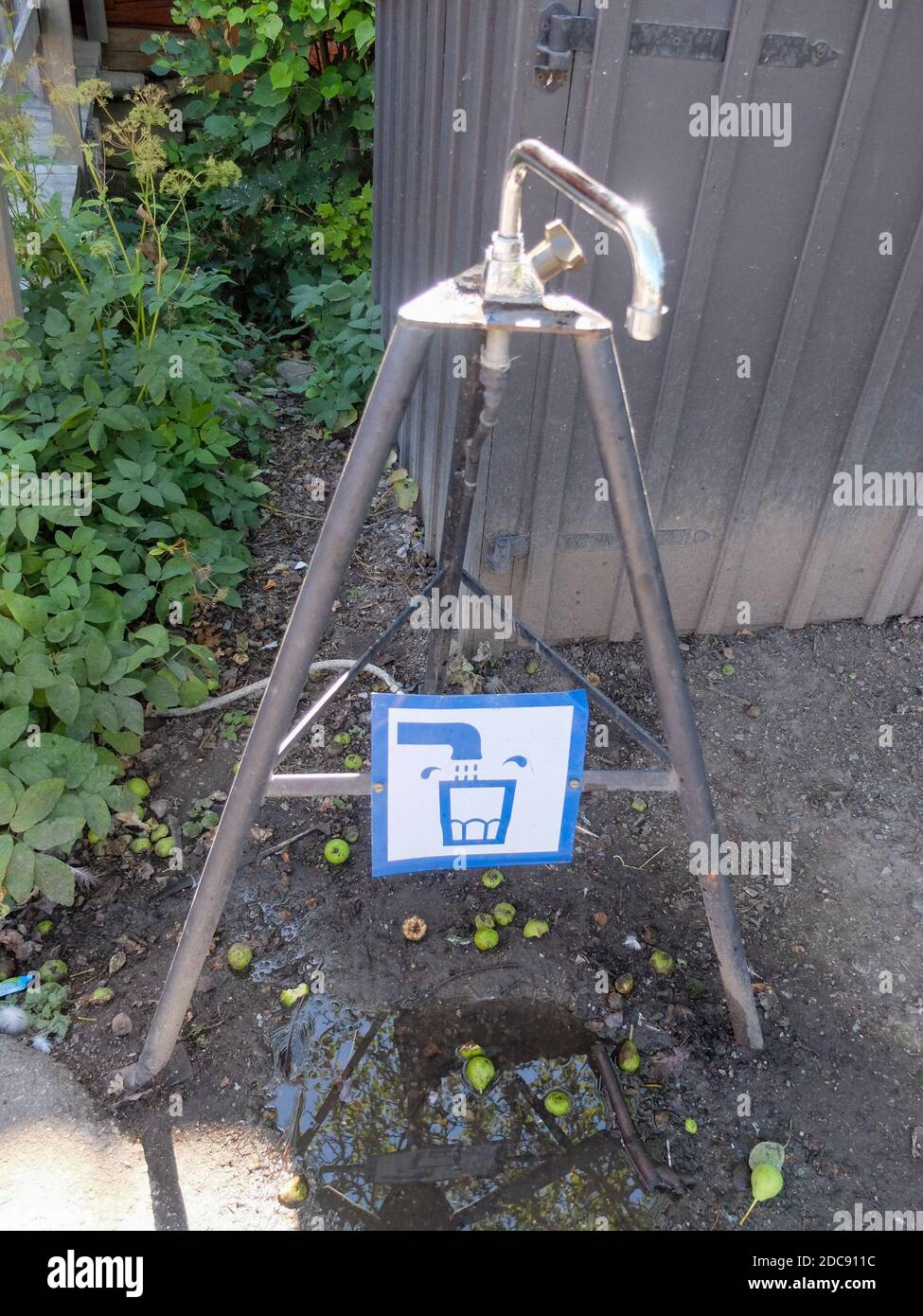 Outdoor drinking water sign, free drinking water in Sweden Stock Photo ...