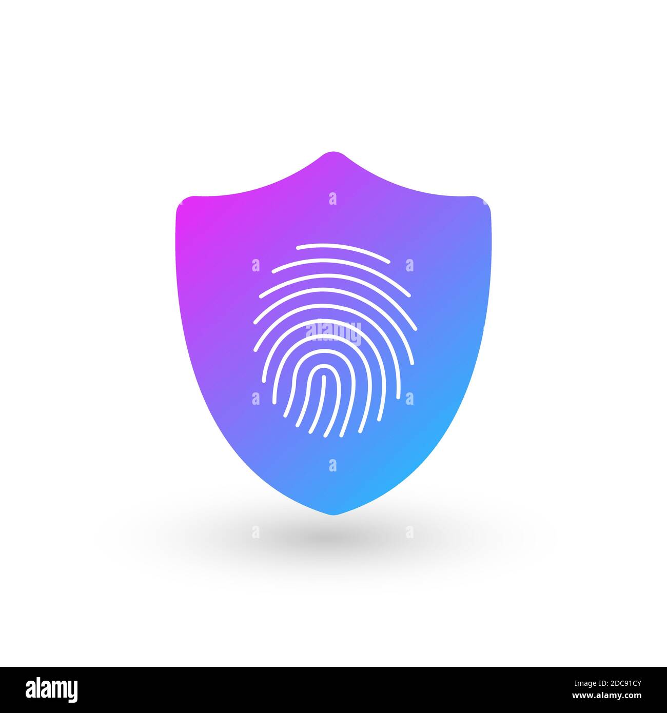 Fingerprint inside the shield. The concept of protection. data safety ...