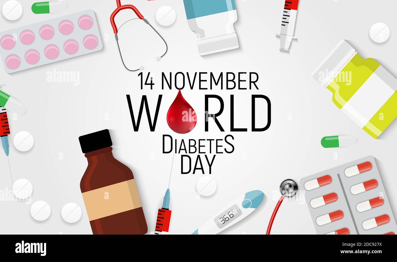14 November. World diabetes day awareness background. Illutration Stock ...