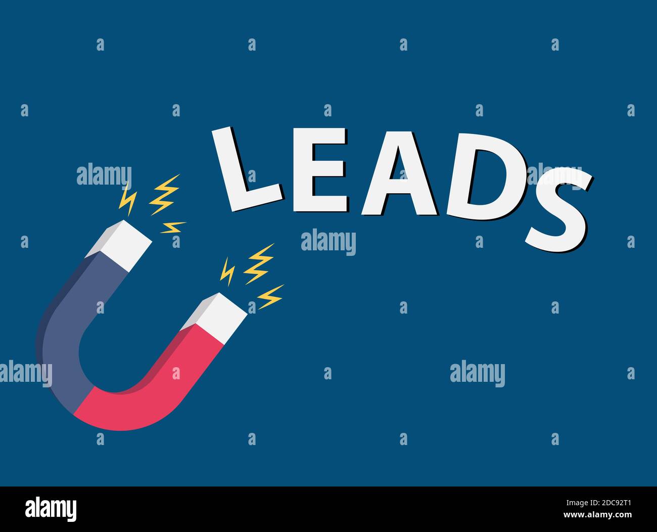 Business concept of hand hold magnet attract leads . Illustration Stock ...