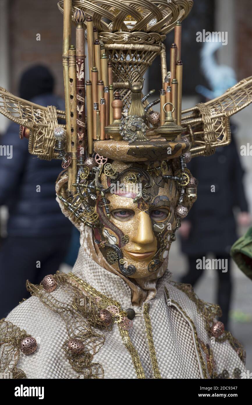 A male in a traditional Venice mask during the world-famous carnival ...