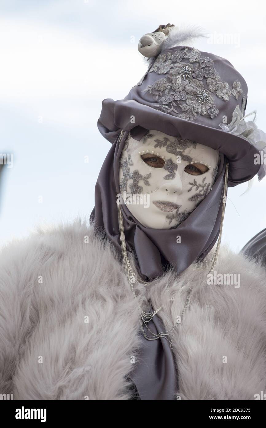 A male in a traditional Venice mask during the world-famous carnival ...