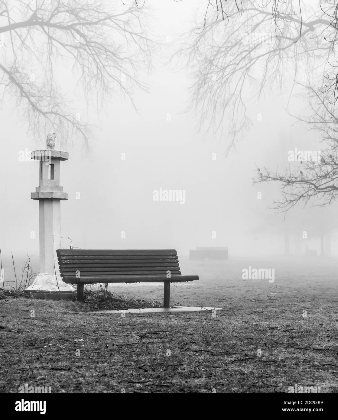 Morning fog landscape minimal Black and White Stock Photos & Images - Alamy