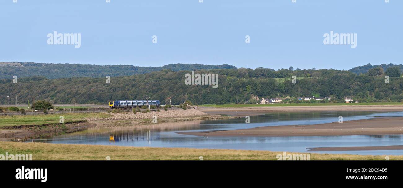 Northern rail CAF class 195 Civity train passing Arnside, Cumbria ...