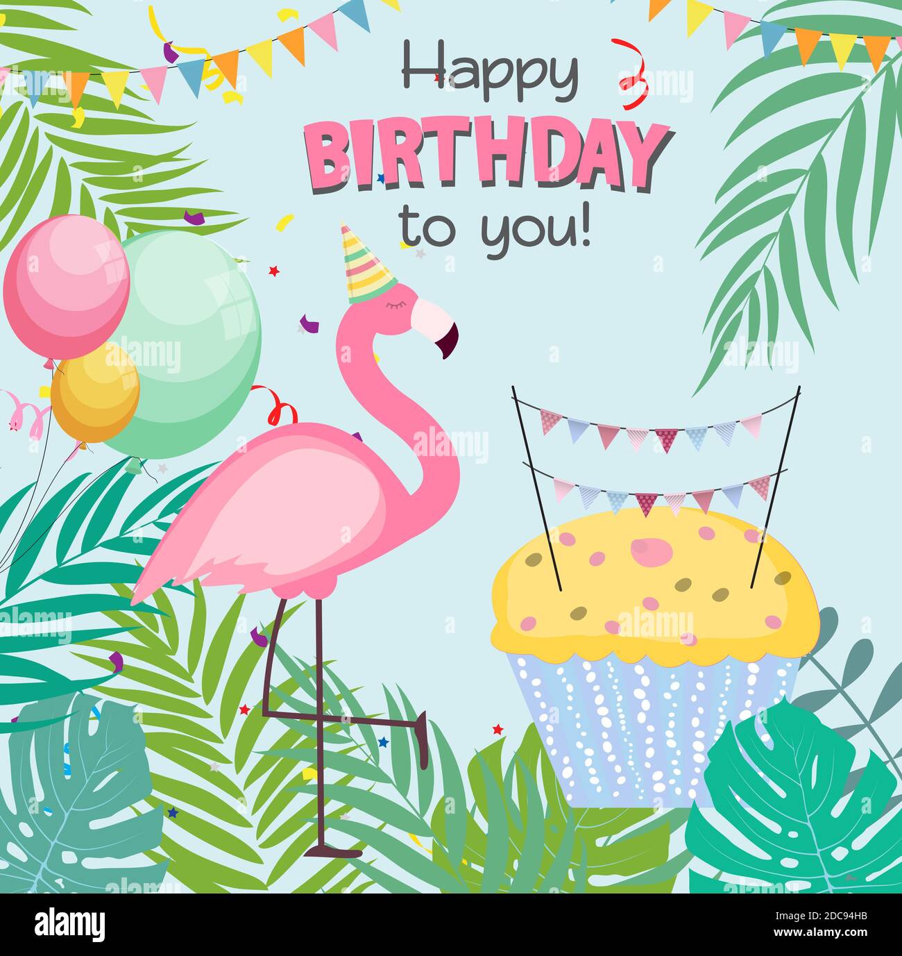 Birthday Card, Congratulation Template Illustration Stock Photo - Alamy