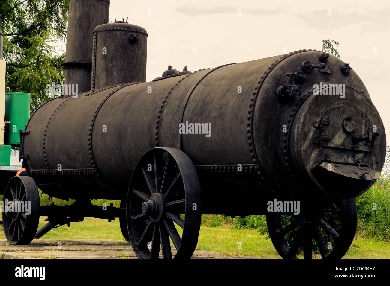 View of an old black steam locomotive Stock Photo - Alamy
