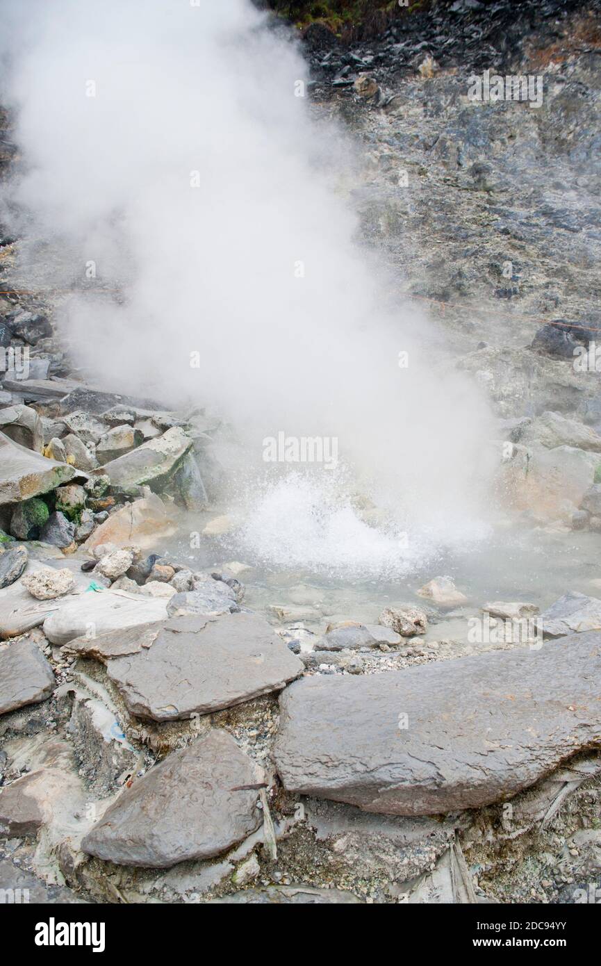 Bubbling Hot Pool Geyser at Tangkuban Perahu Volcano, Bandung, Java ...