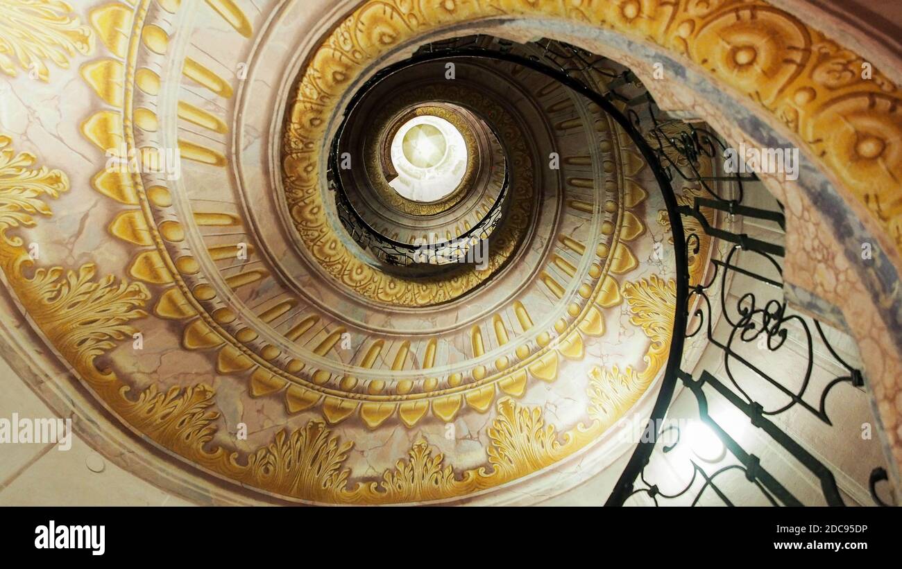 historic winding staircase steps in spiral shape form low angle view ...