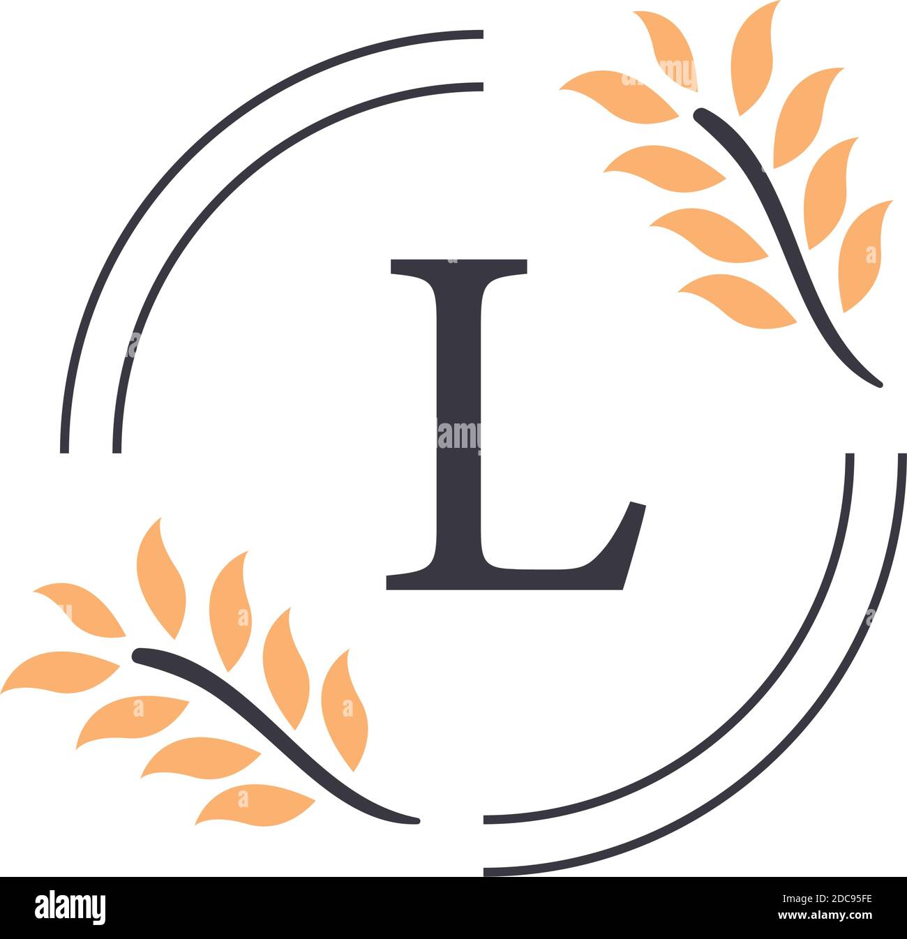 delicate monogram elegant with letter L, on white background vector ...