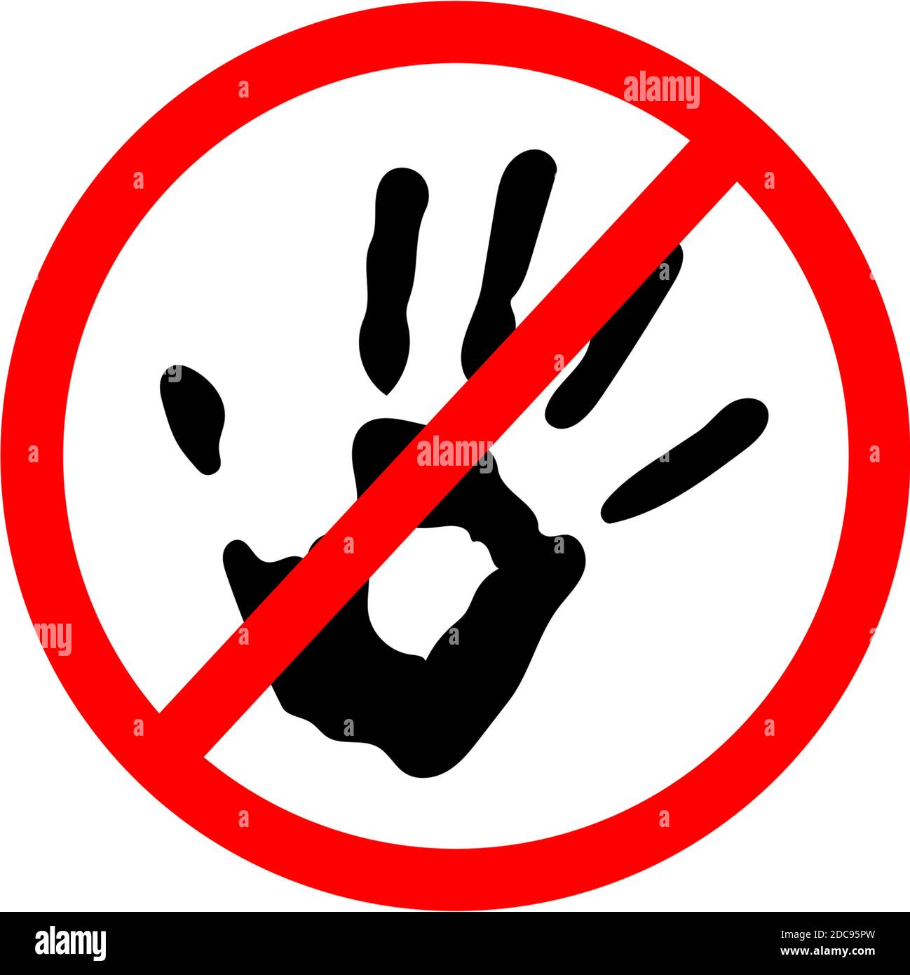 do not touch circle prohibited road sign on white Background Stock ...