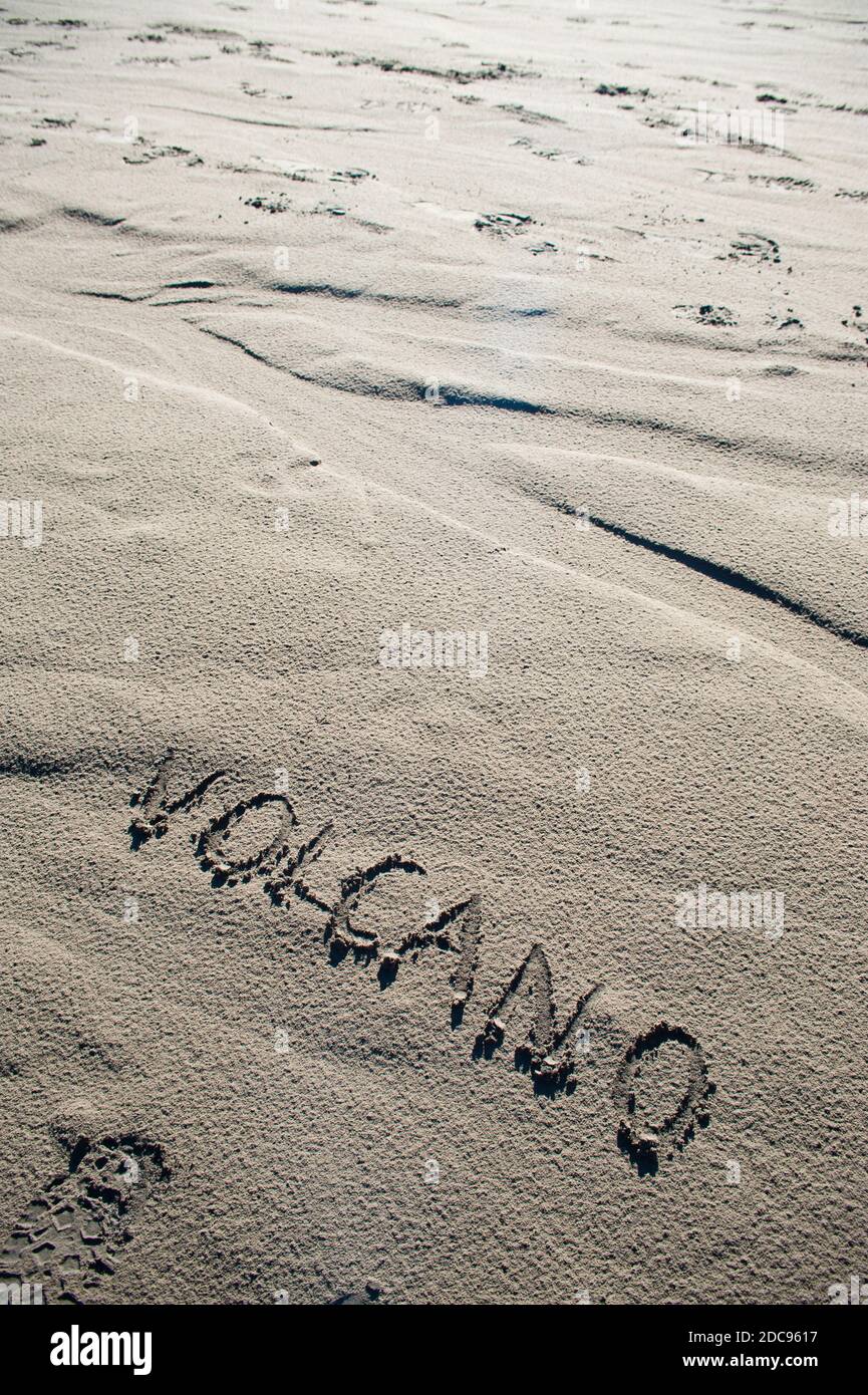 The Word Volcano Written in Ash at Mount Bromo, Bromo Tengger Semeru ...
