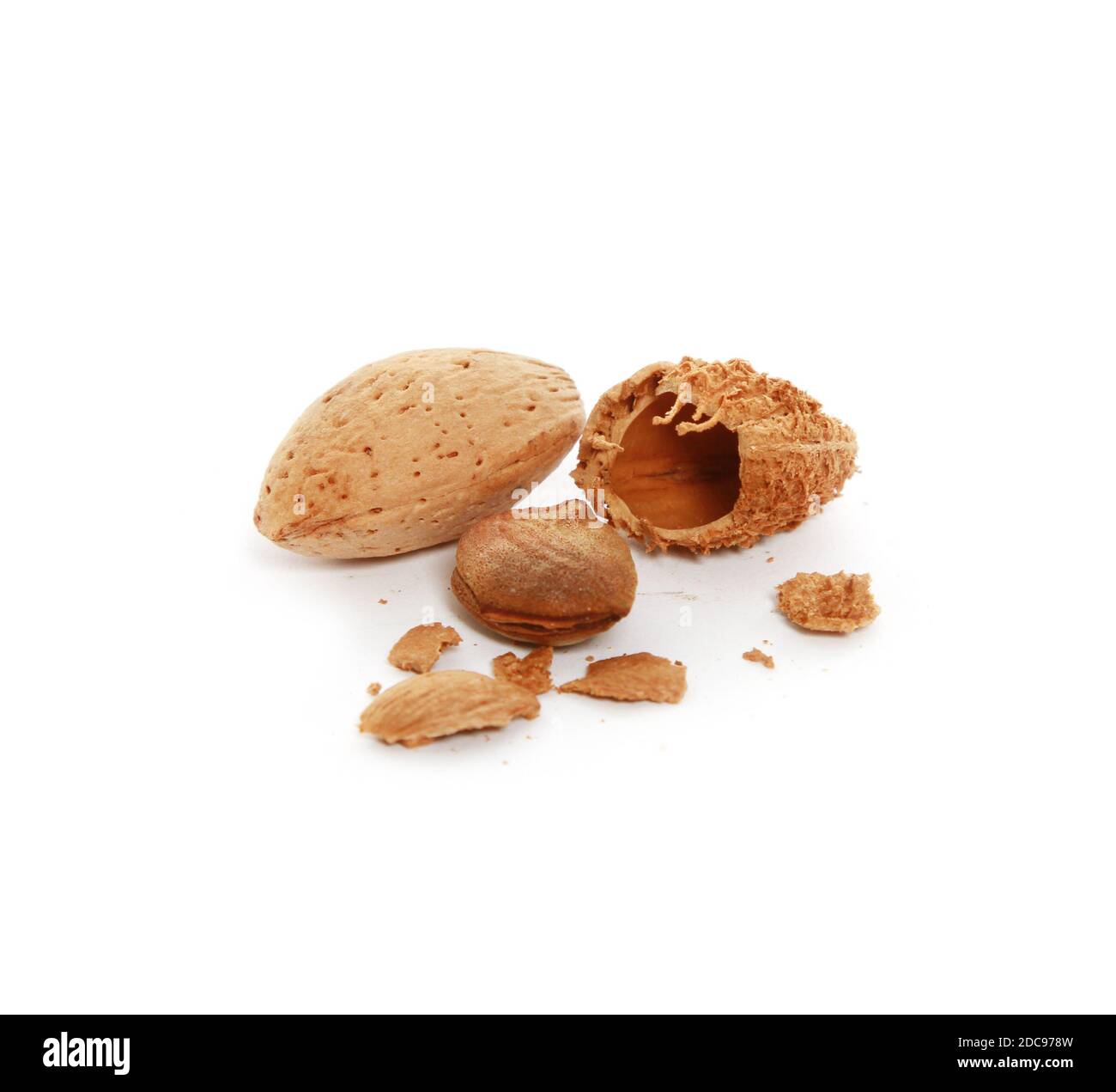 A broken almond isolated on a white background Stock Photo - Alamy