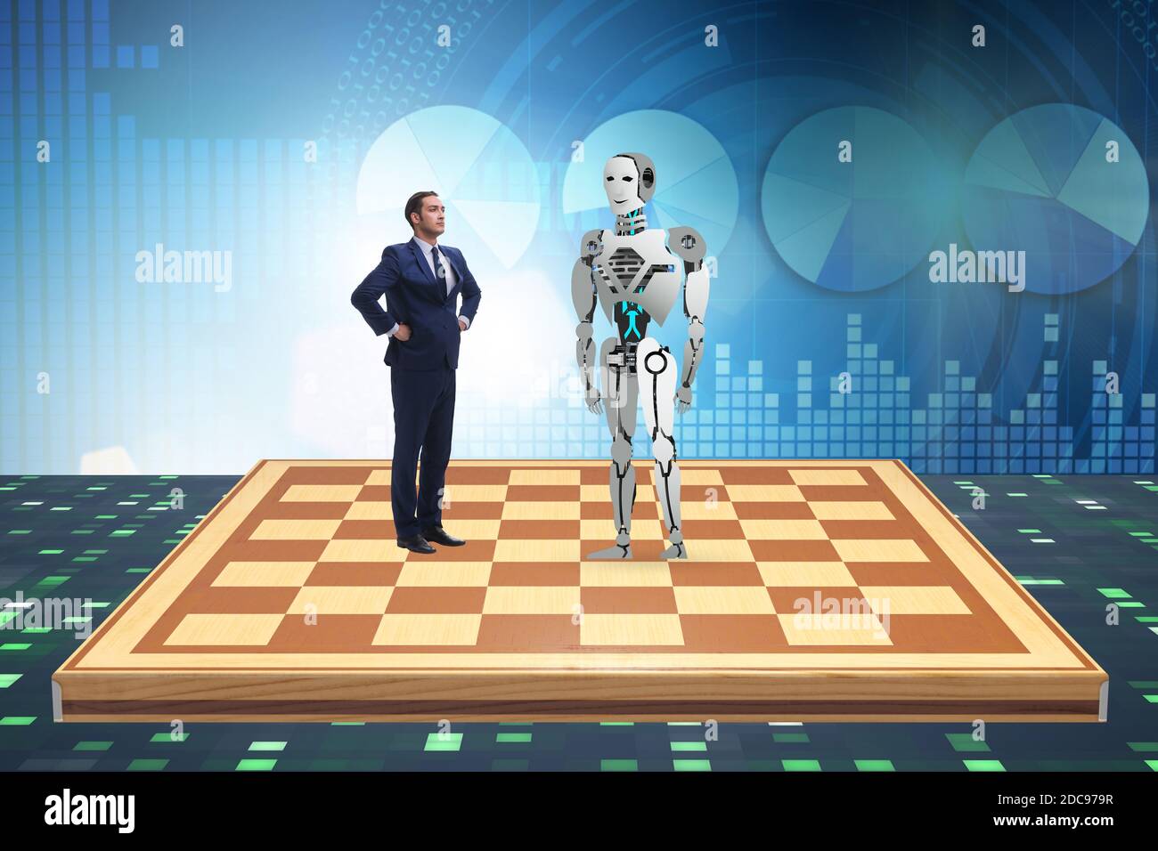 Concept of rivalry between robots and the humans Stock Photo - Alamy