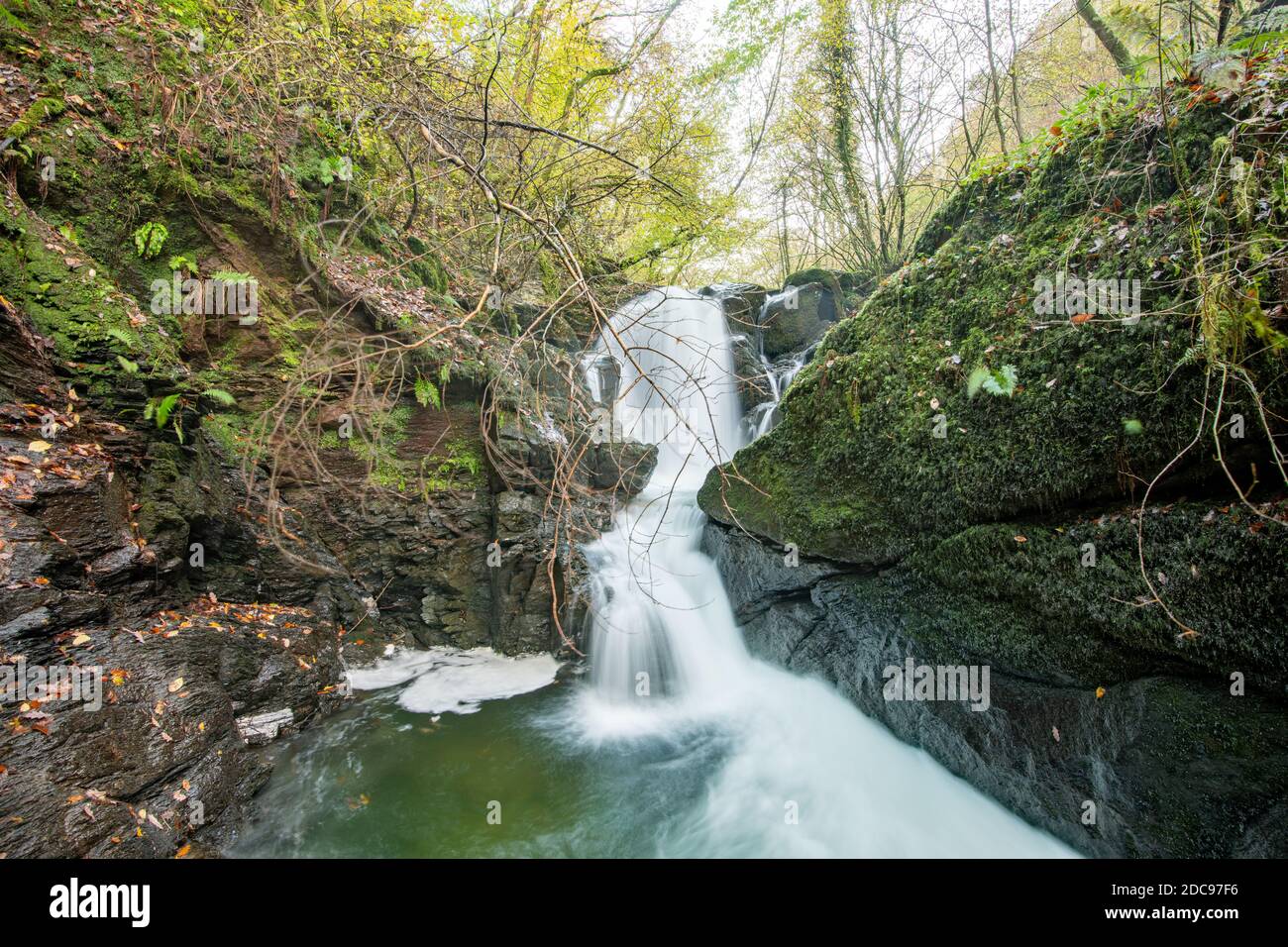 Long exposure of a waterfall on the Hoar Oak Water river at Watersmmet ...