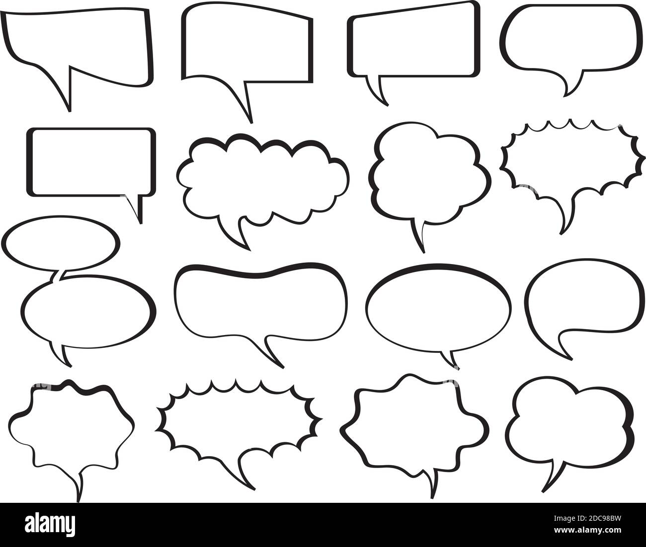 A set of comic speech balloons on white background. Vector Illustration ...