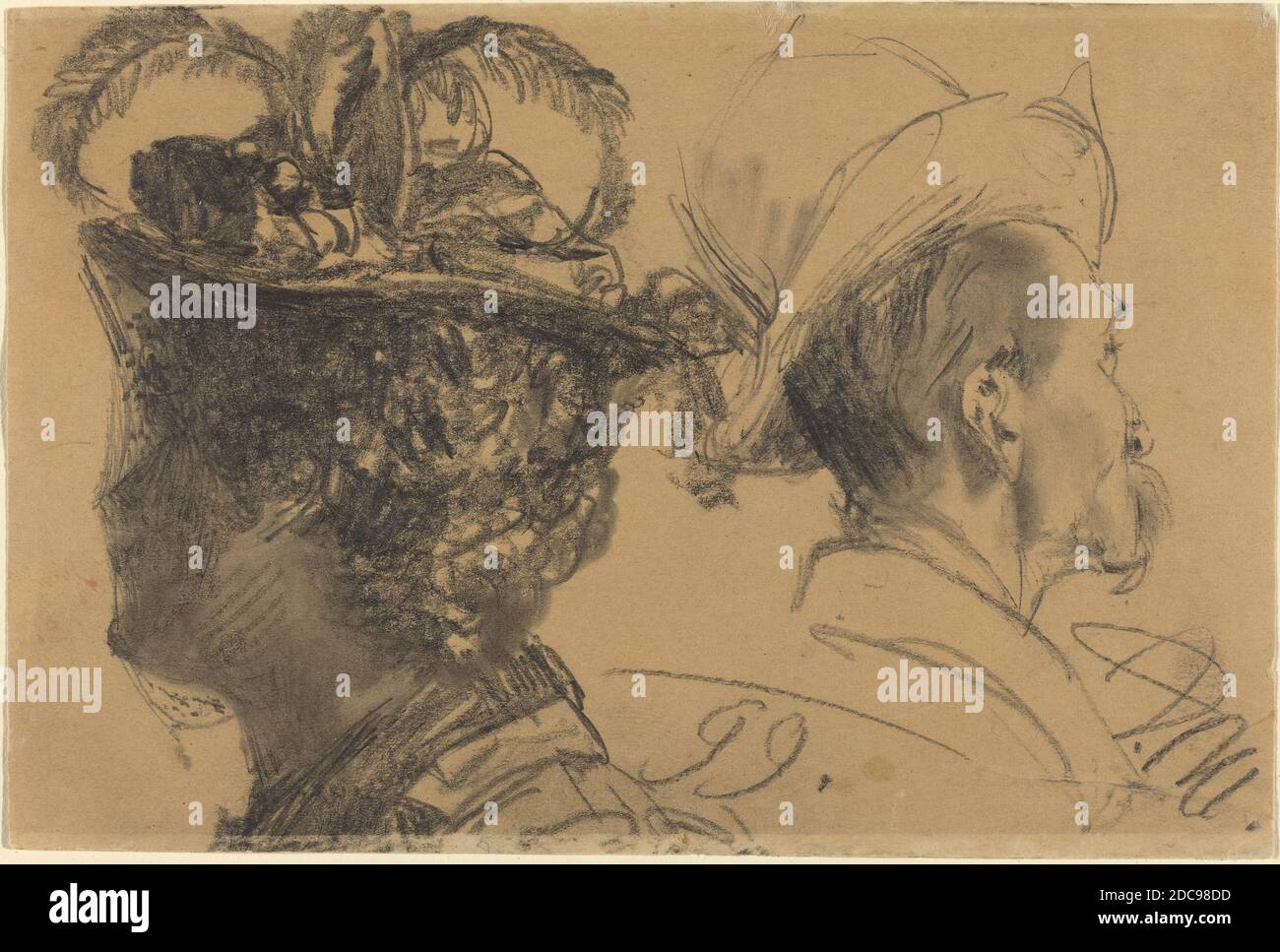 Adolph Menzel, (artist), German, 1815 - 1905, Heads of a Man and a ...