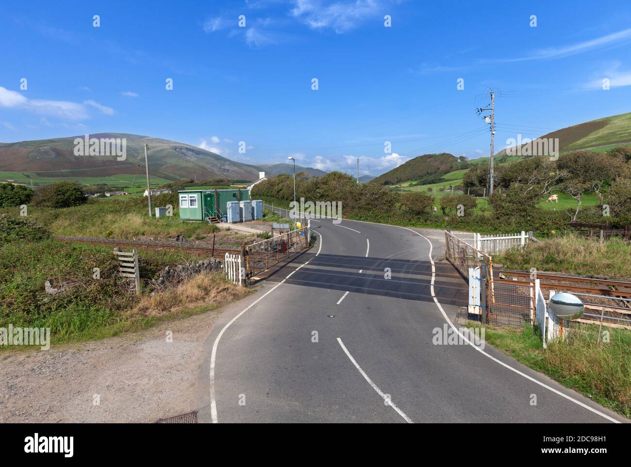 Kirksanton manually operated level crossing with gates on the Cumbrian ...