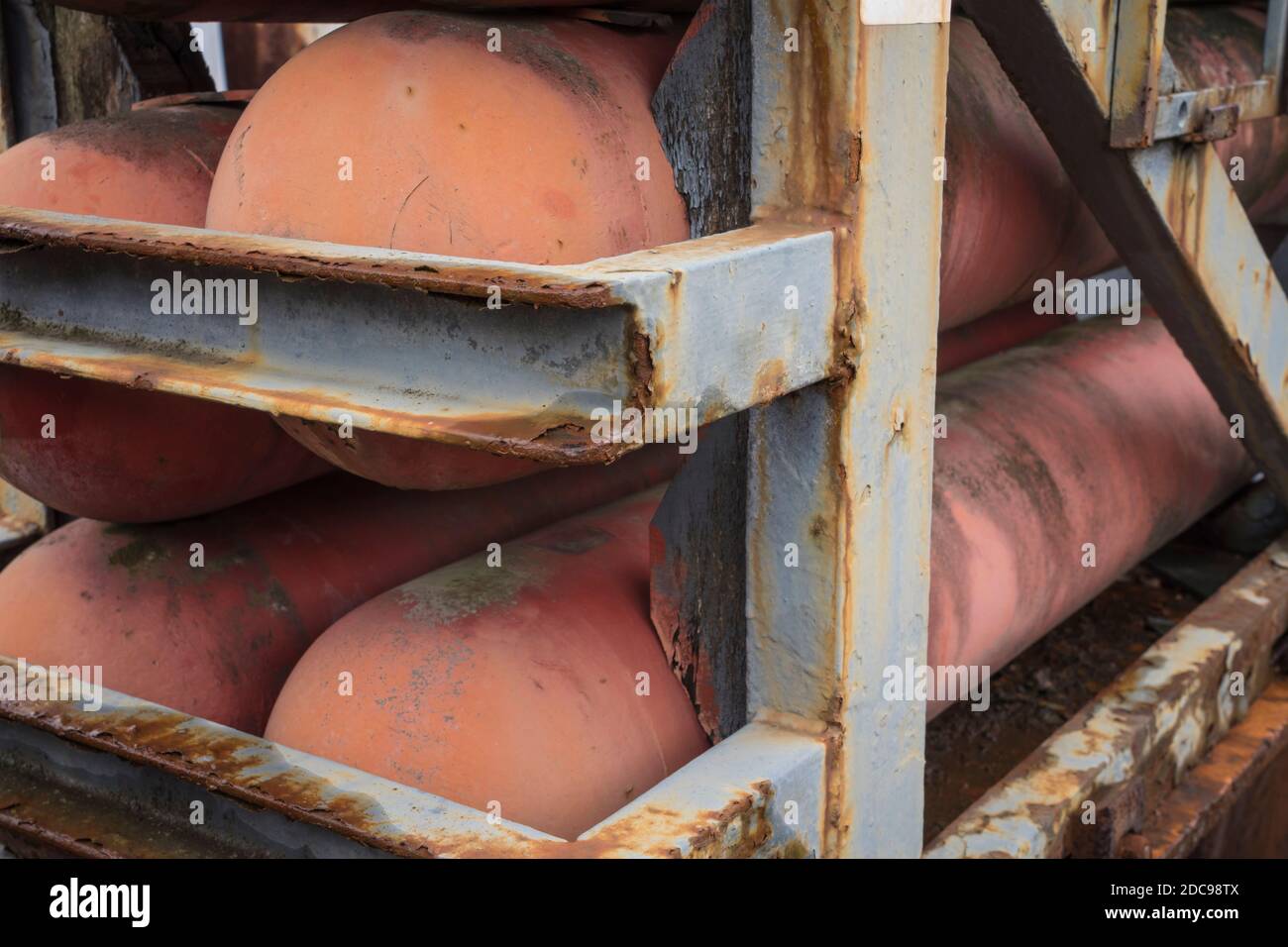stack of old gas storage containers Stock Photo - Alamy