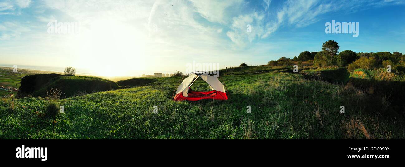 Aerial view on tent camp hi-res stock photography and images - Alamy