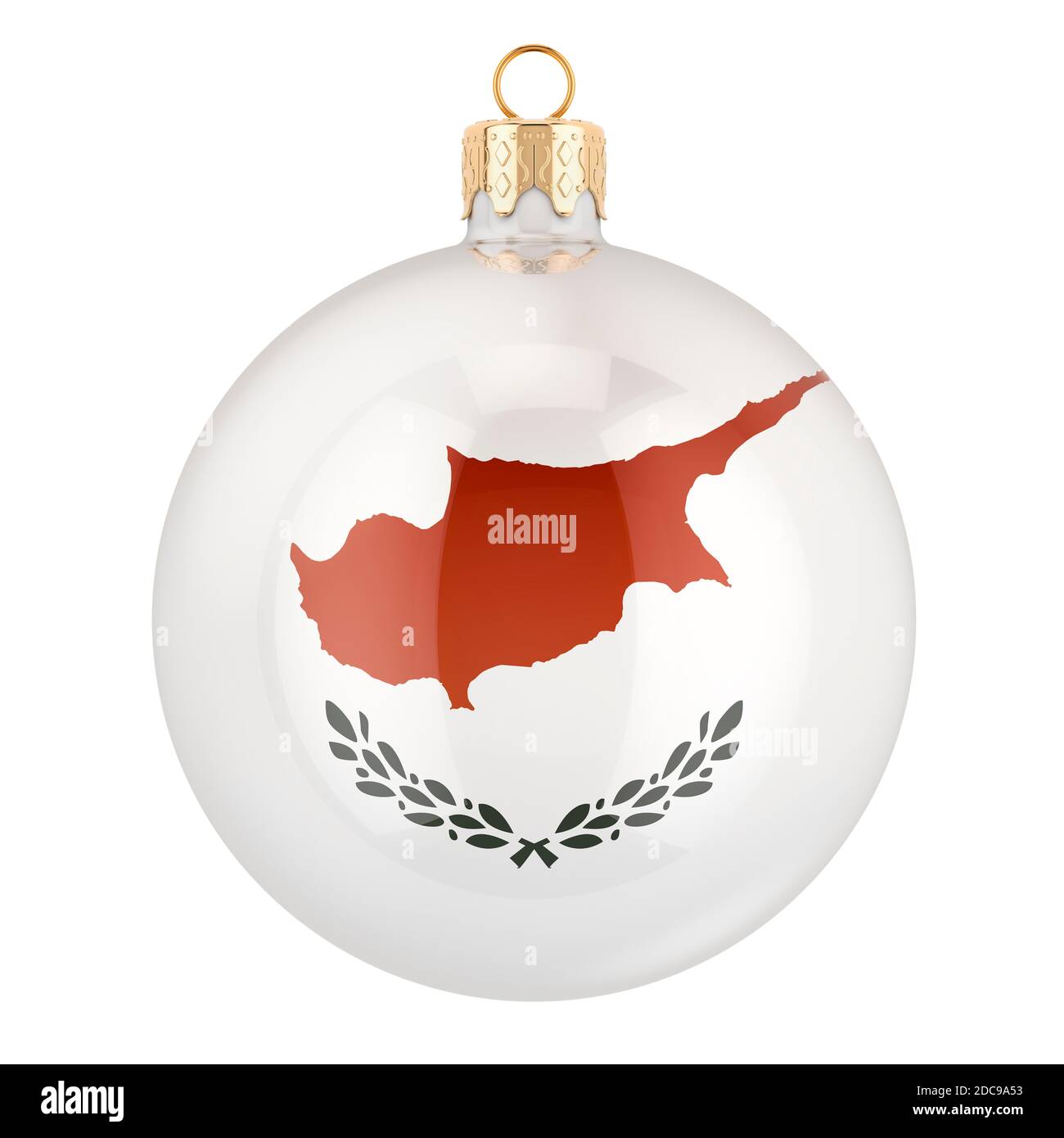 Christmas ball with Cyprus flag, 3D rendering isolated on white ...