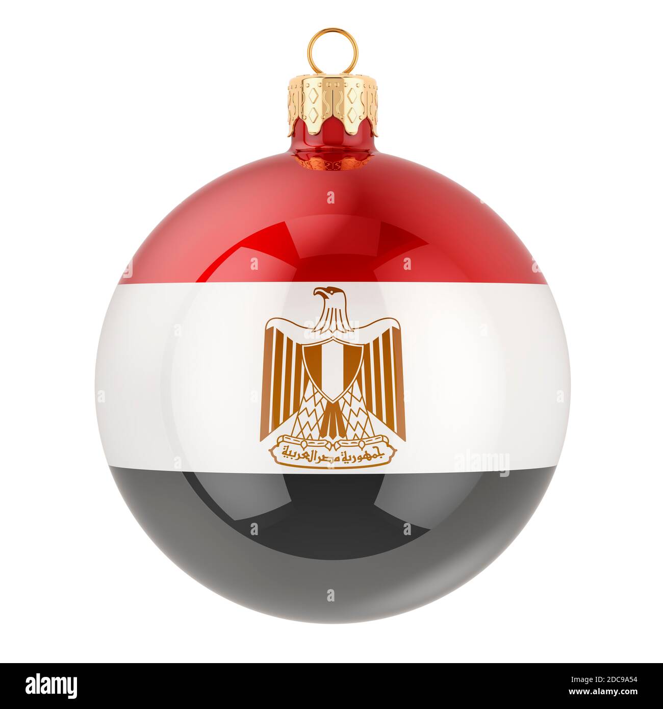Christmas ball with Egyptian flag, 3D rendering isolated on white ...