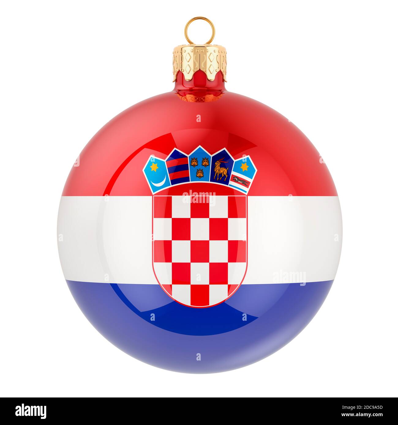 Christmas ball with Croatian flag, 3D rendering isolated on white ...