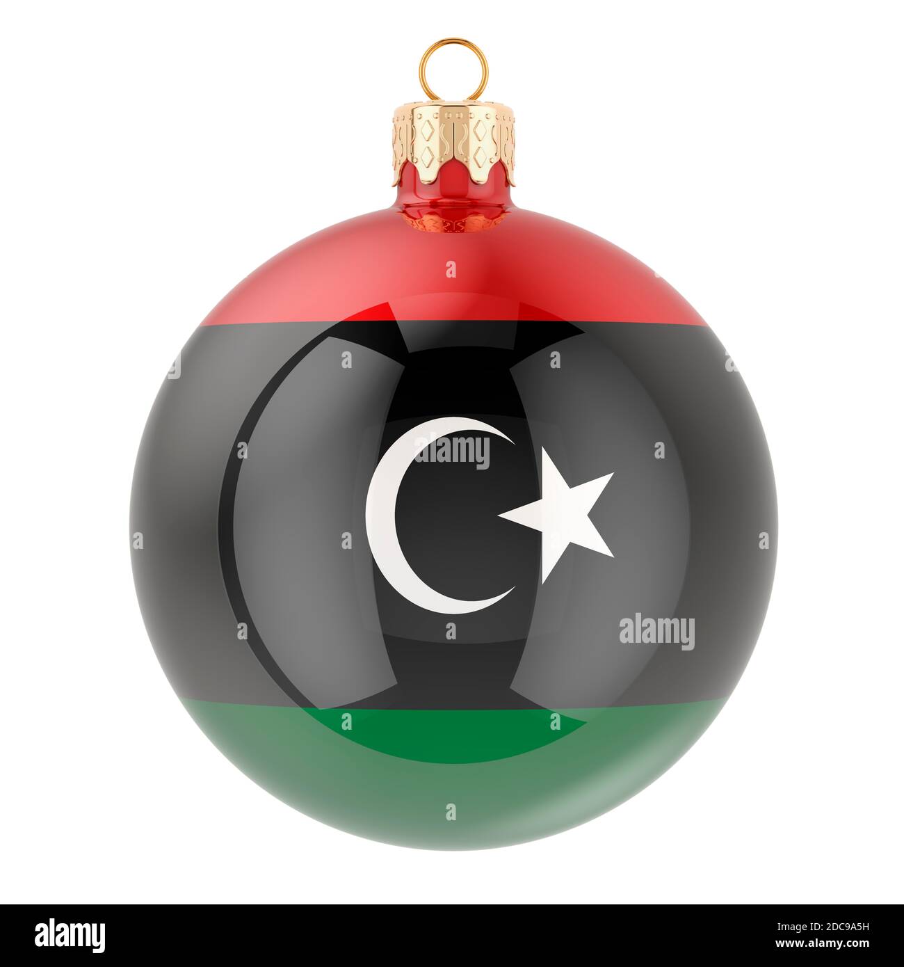 Christmas ball with Libyan flag, 3D rendering isolated on white ...