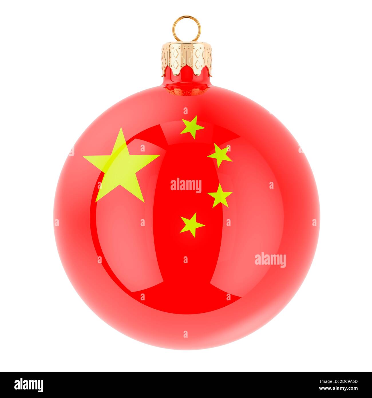 Christmas ball with Chinese flag, 3D rendering isolated on white ...
