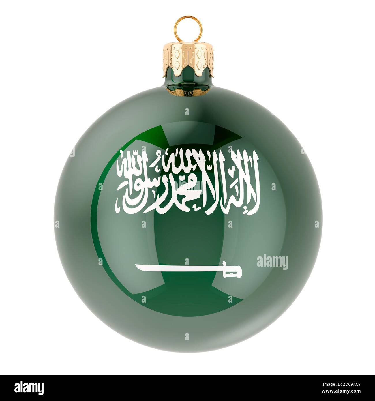 Christmas ball with Saudi Arabian flag, 3D rendering isolated on white ...