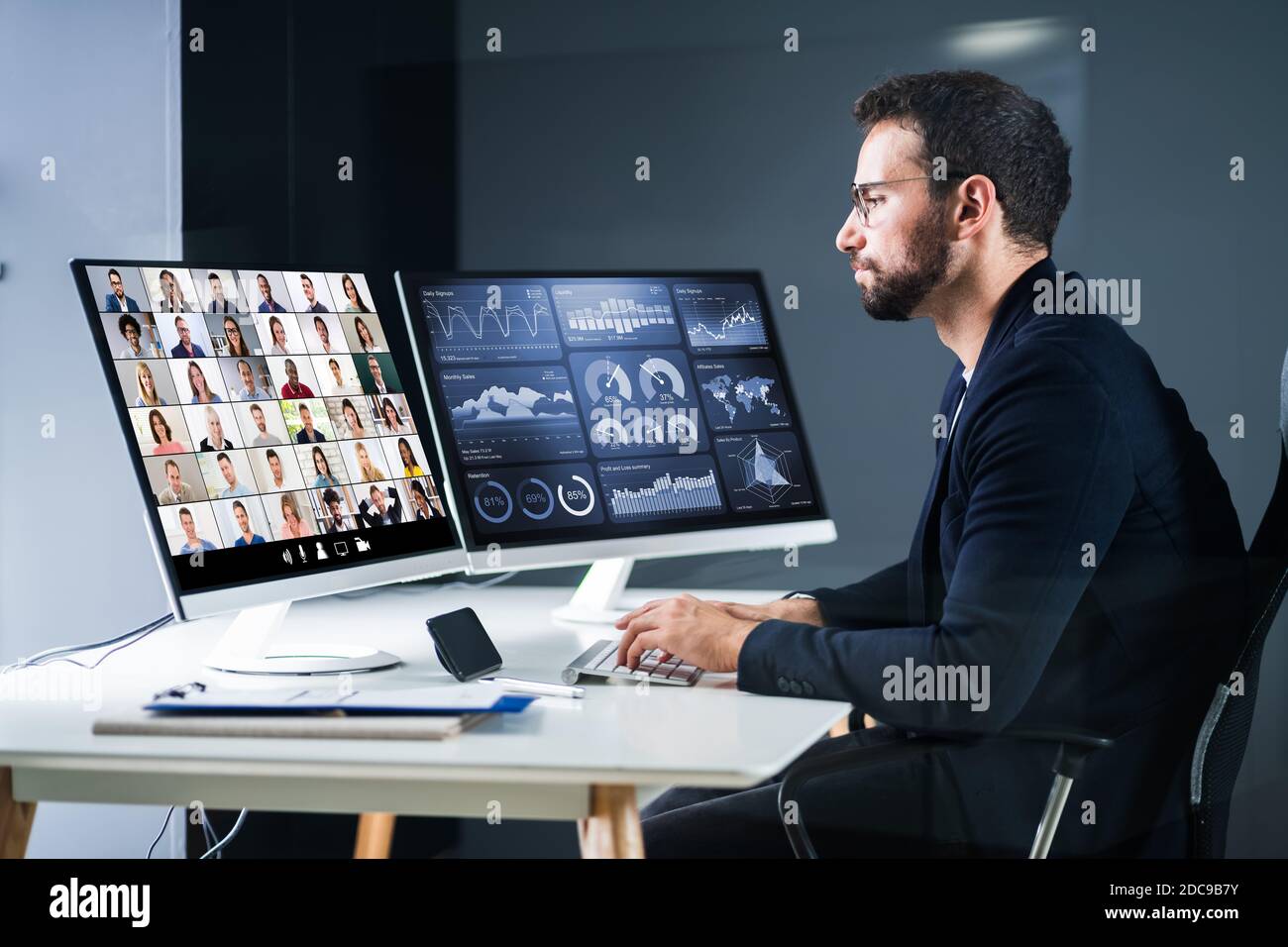 Online Video Conference Interview Meeting. Conferencing Webinar Stock ...