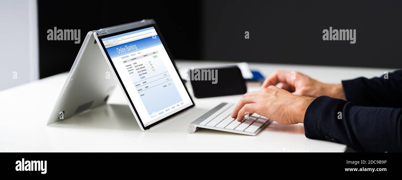 Online Bank Payment And Money Transfer On Screen Stock Photo - Alamy