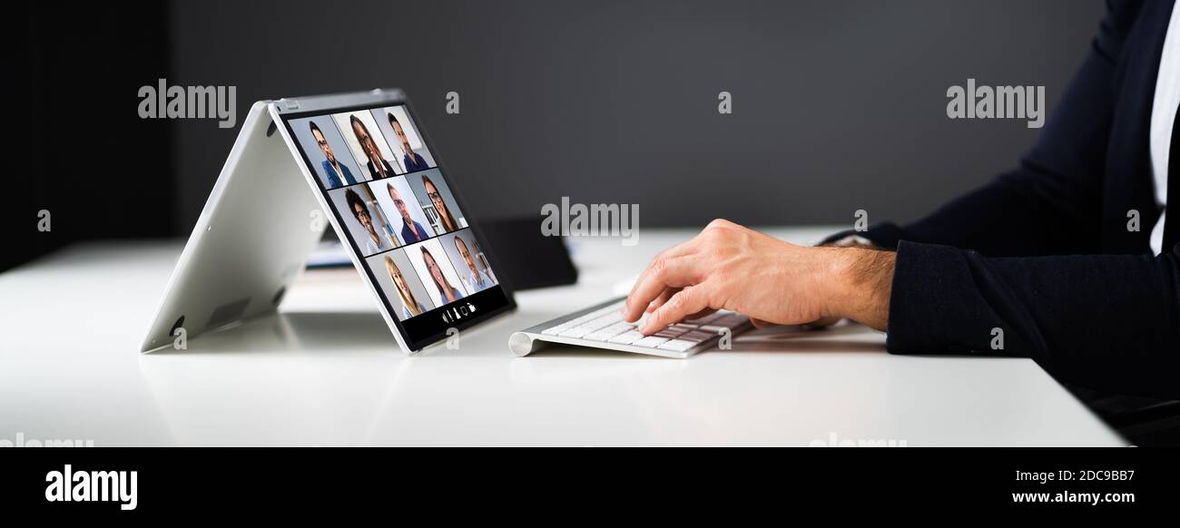 Online Video Conference Interview Meeting. Conferencing Webinar Stock ...