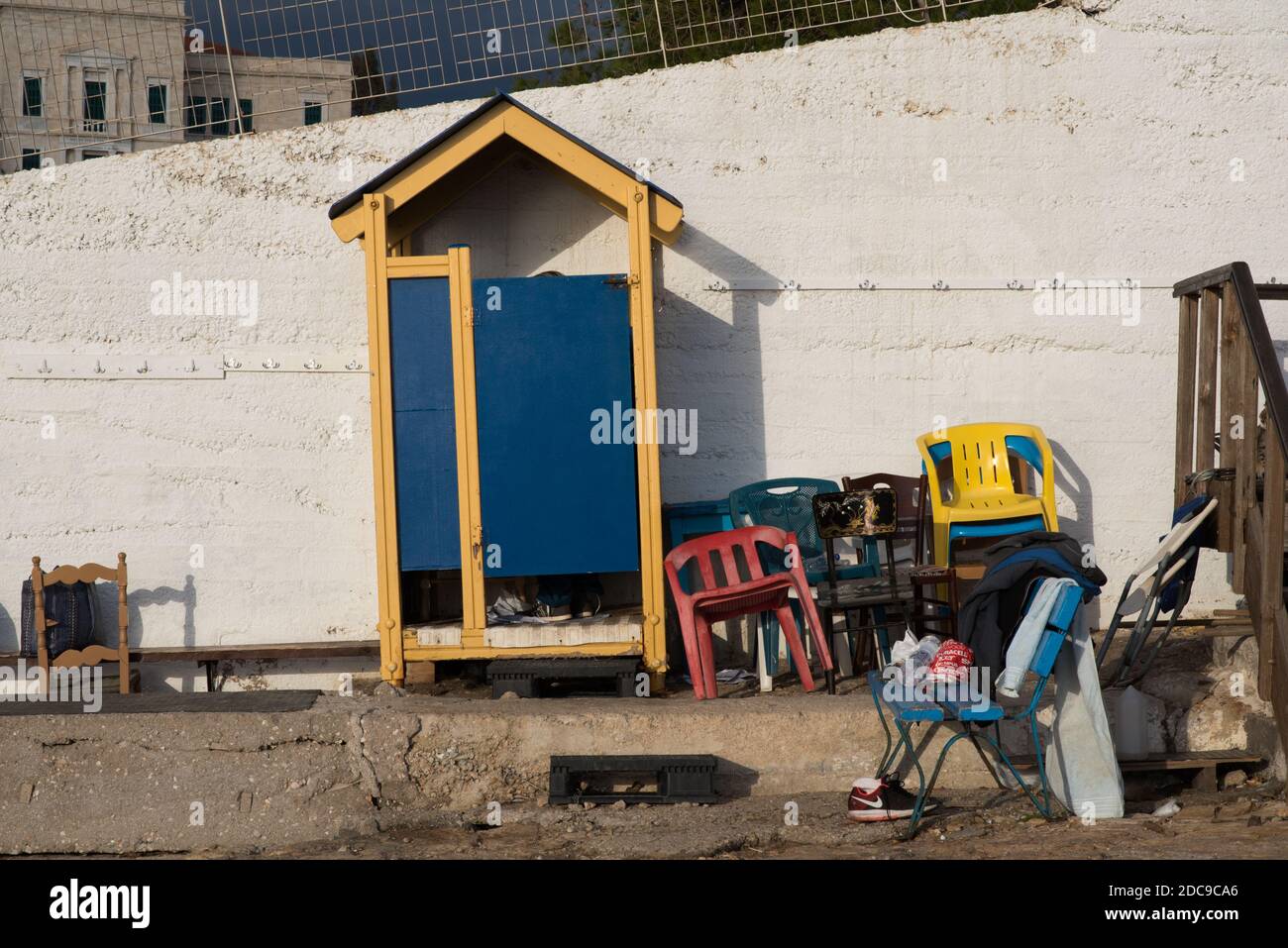 Changing booth on the beach Stock Photo - Alamy